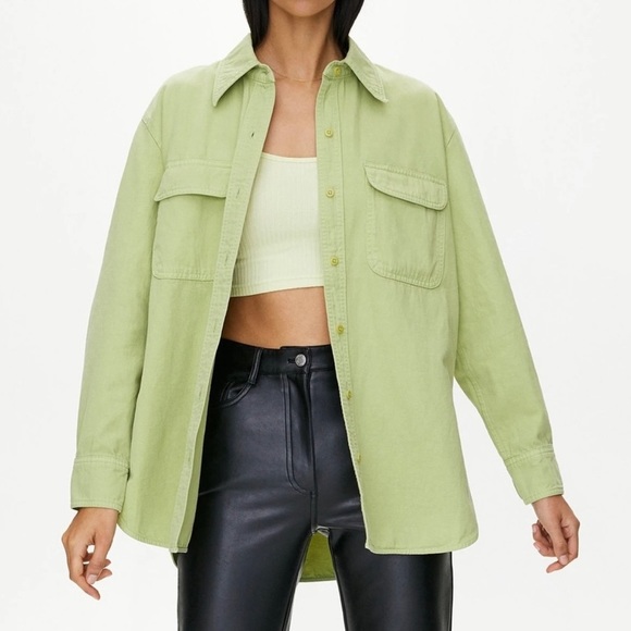 Aritzia | Tops | Aritzia Wilfred Free Nova Buttonup Shacket Pistachio ...